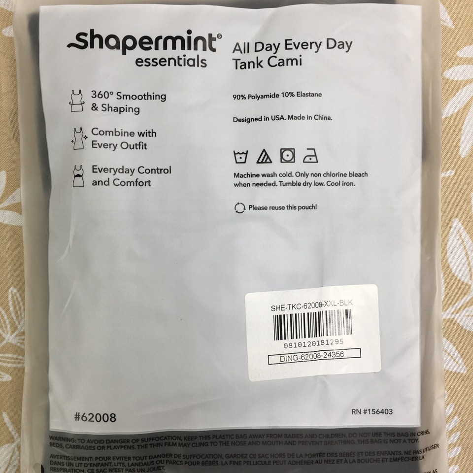 Shapermint Shapewear 2XL Black Essentials All Day Every Day Carmi Tank ...