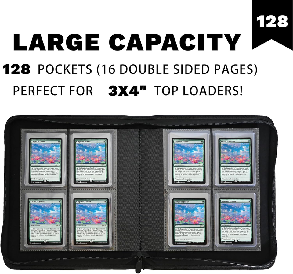 Toploaders Binder,Holds 128 Top Loaders,4 Pocket Top Loader Binder for ...