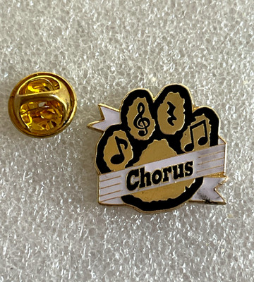 Music Chorus Paw Music Notes Pin White Ribbon Lapel Enamel Collectible ...