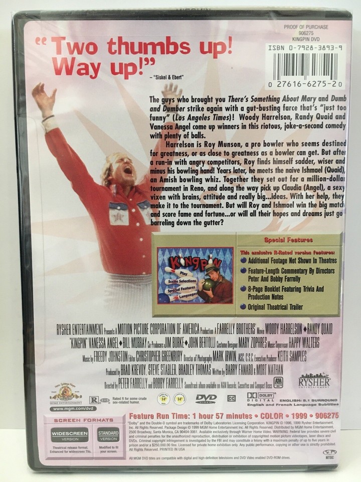 Kingpin (DVD 1999) Woody Harrelson Randy Quaid Extras Brand New ...