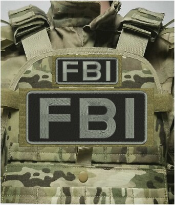 FBI embroidery patches 4x10 and 2x5 hook on back all grey | eBay