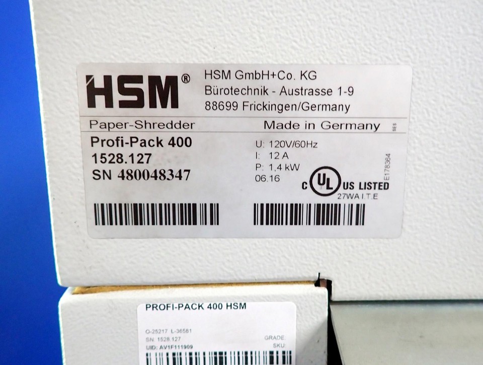 HSM PROFI-PACK 400 Cardboard Shredder | 1528.127 | eBay
