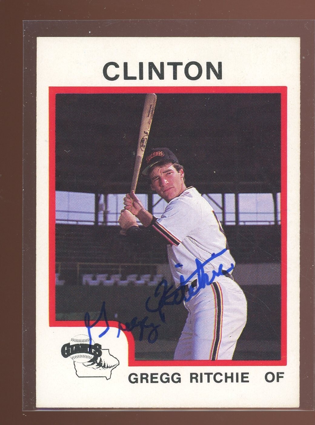 1987 Clinton Giants GREGG RITCHIE Signed Card autograph auto STAFFORD ...