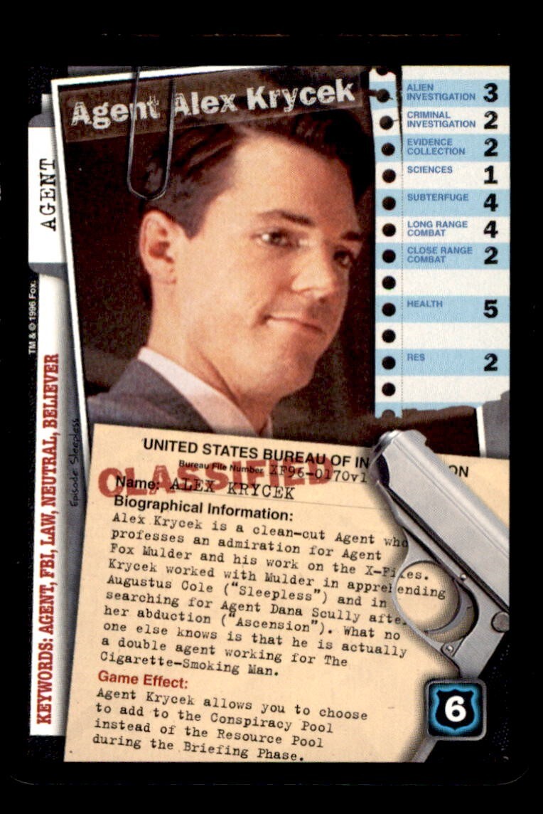 1996 The X-Files: CCG - Premiere - Agent Alex Krycek Ultra Rare Card *3 ...