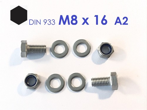 5 Stück Sechskantschraube M8x16 Edelstahl A2 + Mutter M8 + 2x U-Scheibe ...