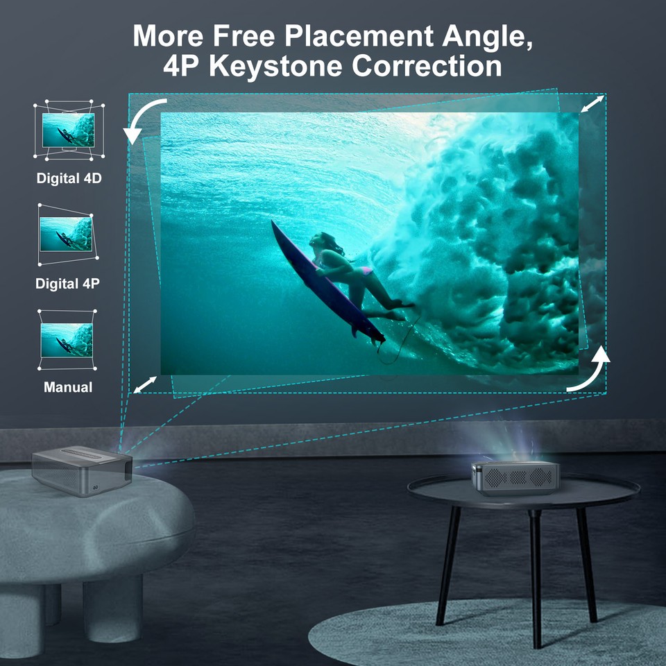 12000 Lumen Projector 4K Bluetooth 5G WIFI Home Theater Movie HDMI USB ...