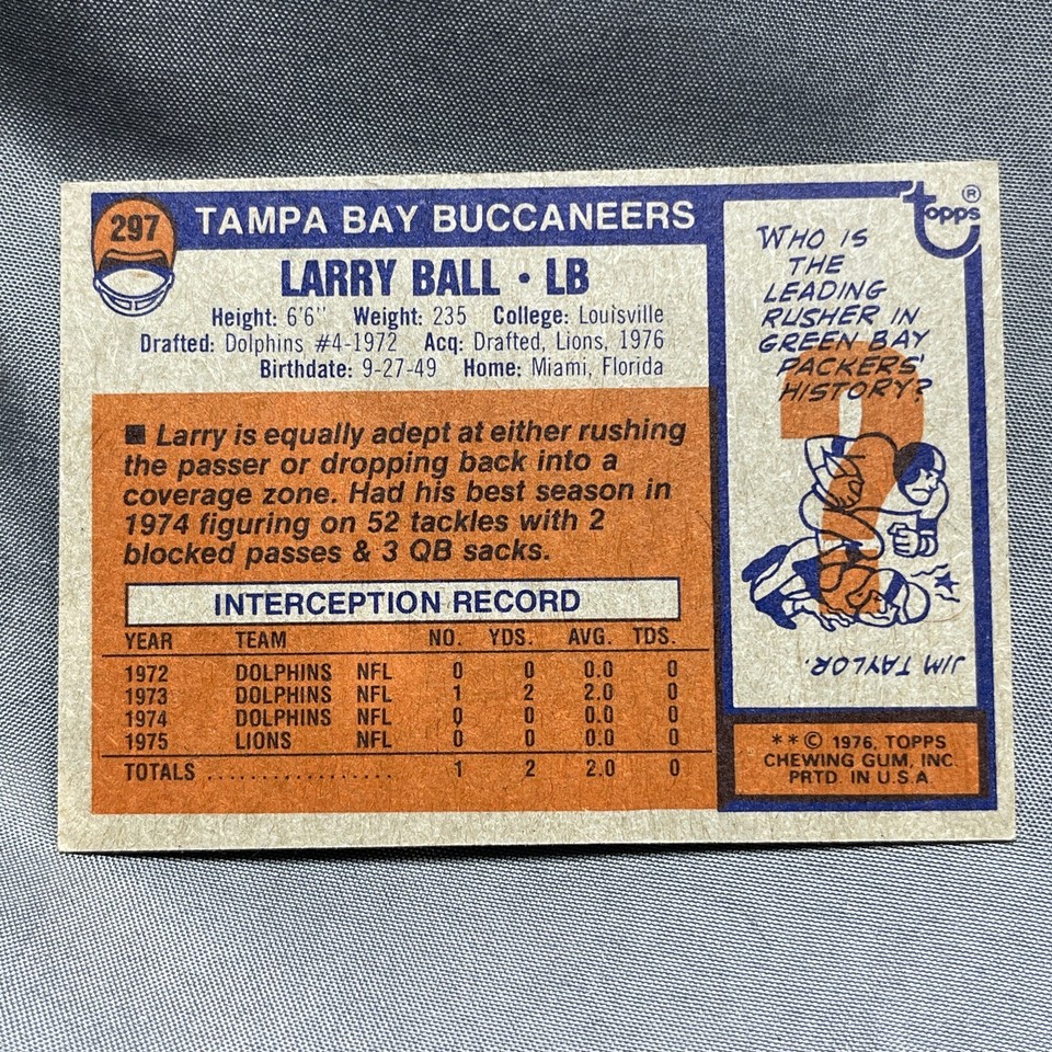 Larry Ball 1976 Topps #297 Football Card | eBay