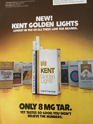 Kent Cigarettes, Golden Lights, Full Page Vintage Print Ad | eBay