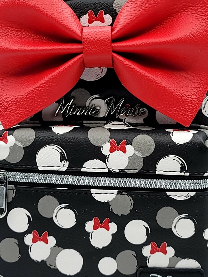 Loungefly Disney Minnie Mouse Mini Backpack White Heads Red Bow Bag ...