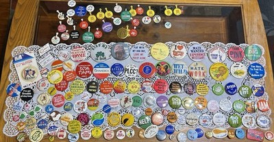 Large Lot Of Vintage Button Pins Pinbacks Collar Tab Social Funny ...