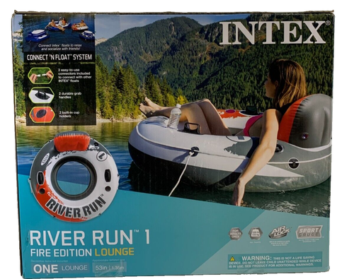 Intex River Run 1 Person Inflatable Durable Tube Floating Lounge - Red ...