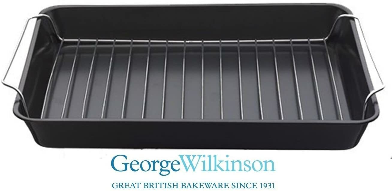 George Wilkinson Large Roasting Pan Roaster & Rack Non Stick Oven Tray ...