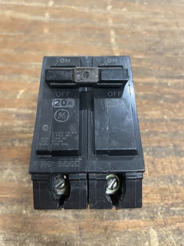GE General Electric THQL2120 20-Amp 2-Pole 120/240VAC Breaker Snap in ...