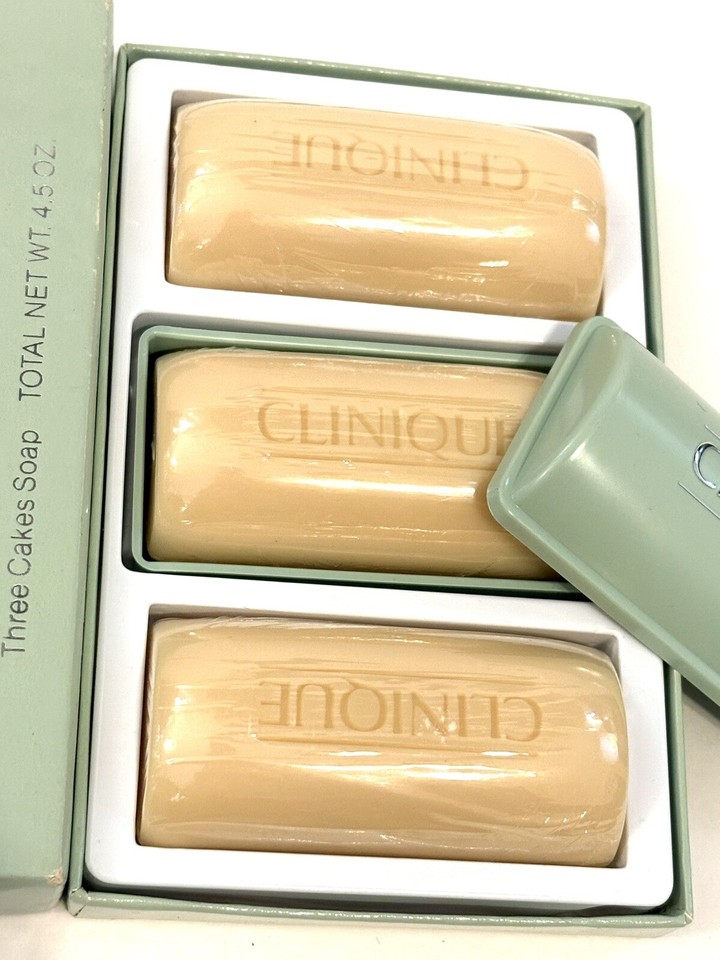 Clinique Three Little Soaps Mild Facial 1.5oz 3 Cakes Travel Case Box 4 ...