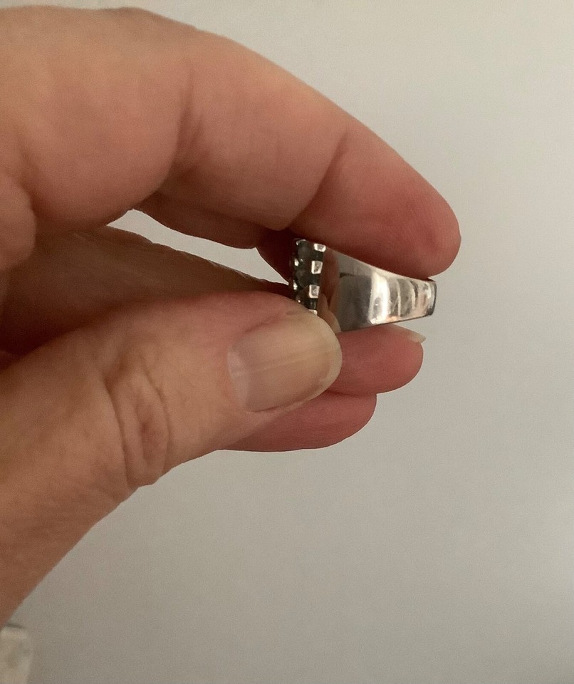 NYCll Chuck Clemency Sterling Silver 4 Row Genuine Blue Zircon Band ...