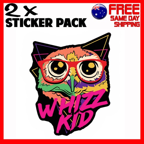 2 x Stickers - Whizz Kid Retro Owl - Car Bumper Funny Novelty Sticker ...