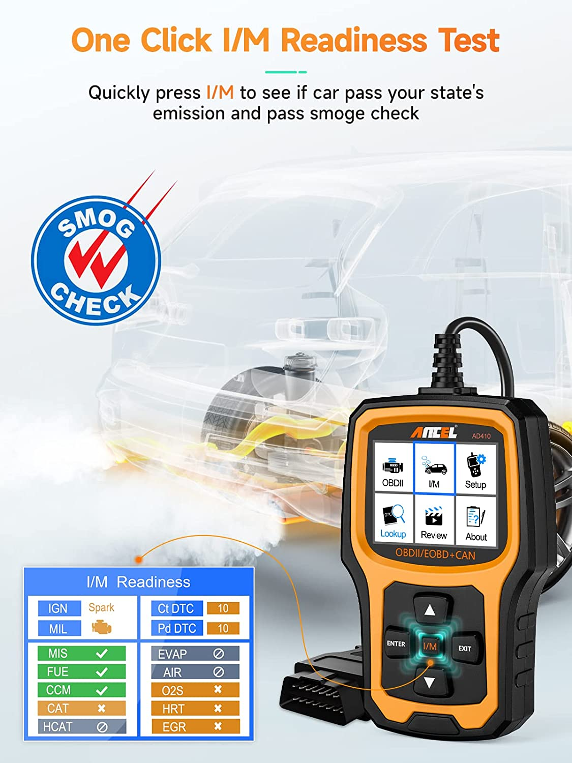 ANCEL AD410 Enhanced OBD II Vehicle Code Reader Automotive OBD2 Scanner ...
