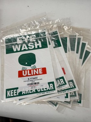 New Lot of 10 Uline EYE WASH STATION Adhesive Vinyl Sign Decal S-17343V ...