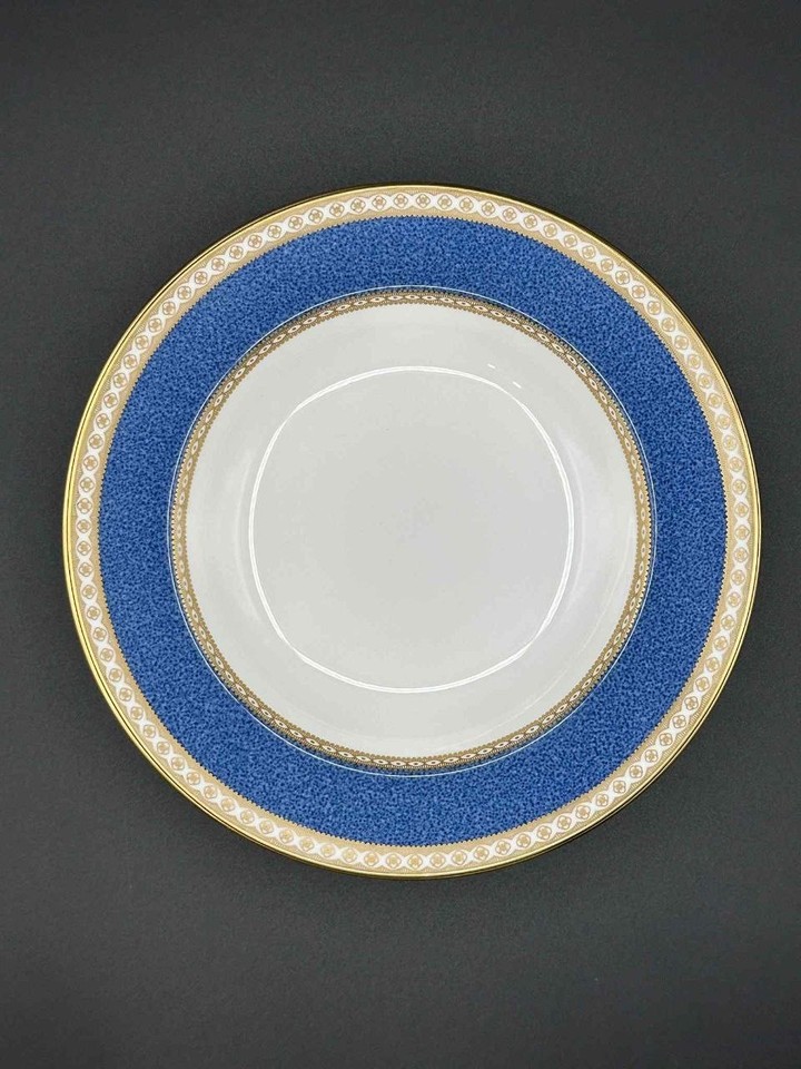 Wedgwood England W2376 Blue Gold 8" Soup Bowls Set of 4 Bone China | eBay