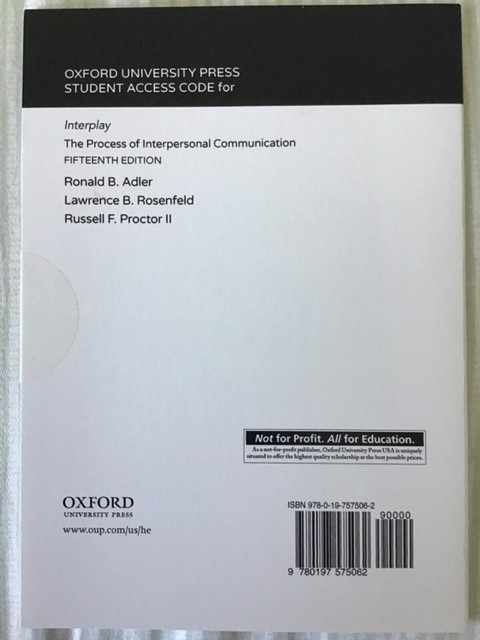 Interplay 15e Oxford Insight by Lawrence B. Rosenfeld, Ronald B. Adler ...