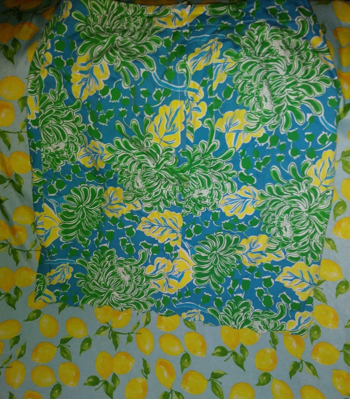Lilly Pulitzer Blue Green Yellow Leaves Leaf Pattern Skirt Beautiful Sz ...
