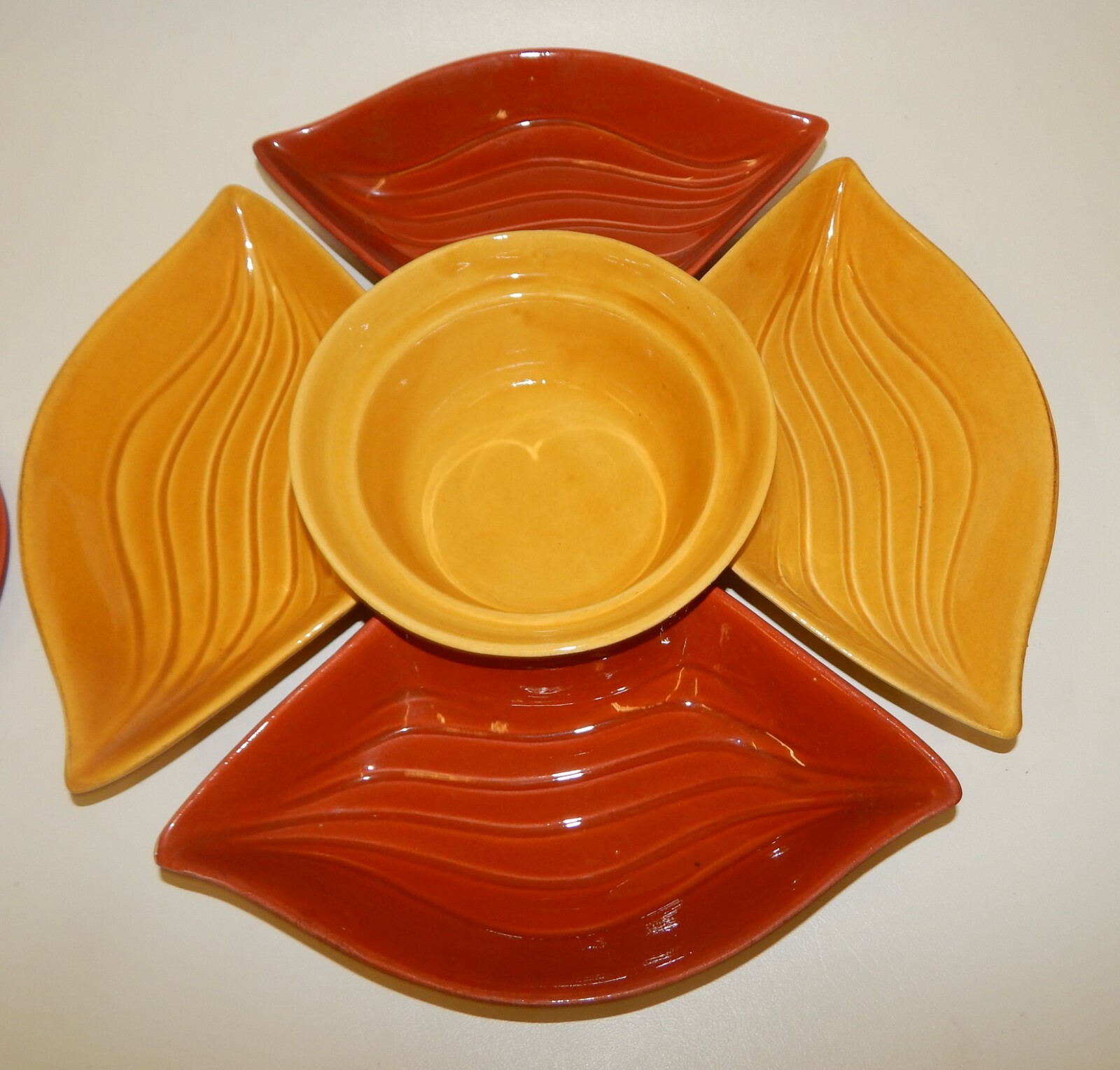 Vintage Mid Century California Pottery Gold & Orange L34 Lazy Susan ...