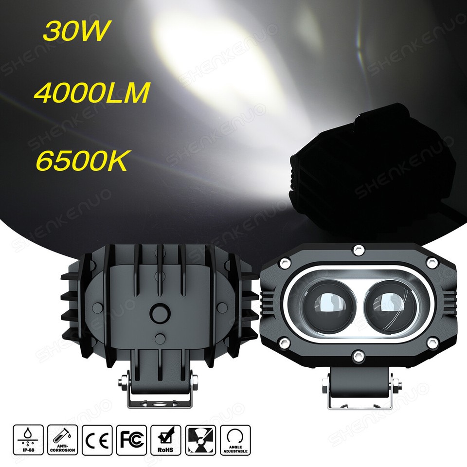 1Pc 4inch 30W LED Spot Beam Cube Fog Work Lights Pods Off Road SUV ATV ...