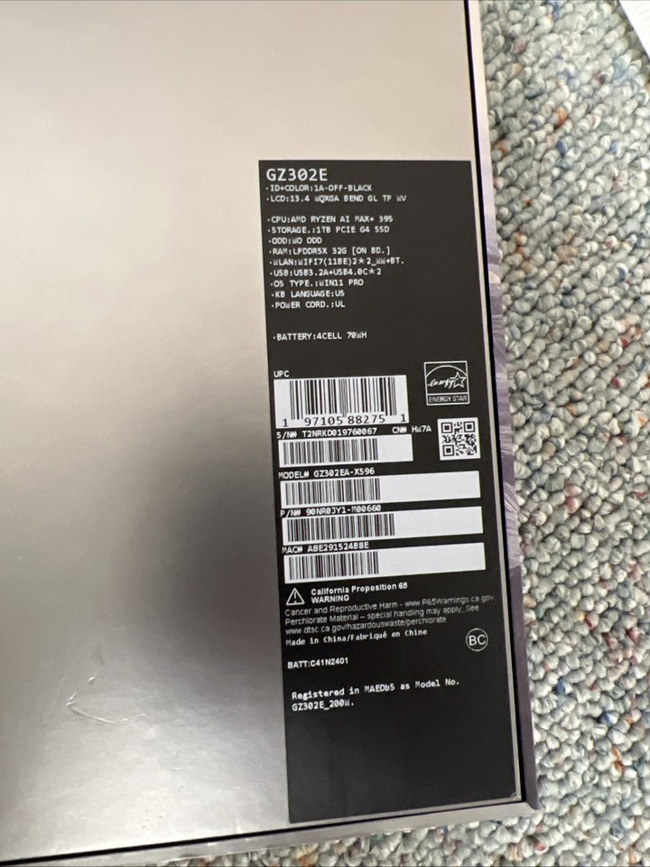 EMPTY BOX FOR LAPTOP ASUS ROG Flow Z13 GZ302E. ORIGINAL LAPTOP AND ...