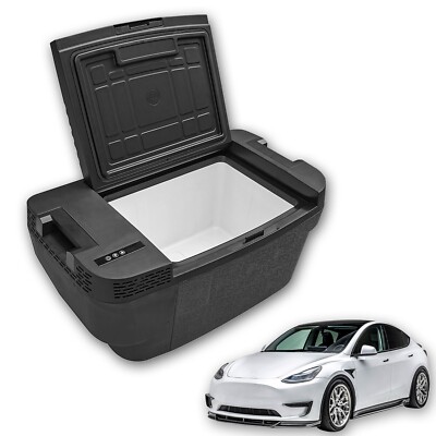For Tesla Model Y 12/24V Car Fridge Portable Cooler Camping Dual-Power ...