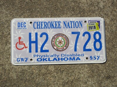 Oklahoma Cherokee Nation License Plate Physically Disabled Indian ...