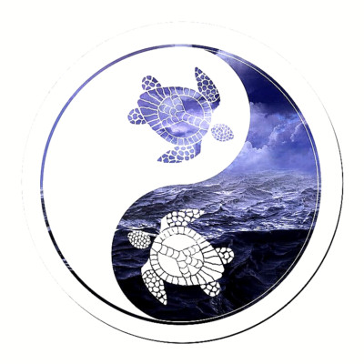 YIN YANG SEA TURTLE Pendant Charm On 20" Chain 925 Sterling Silver ...