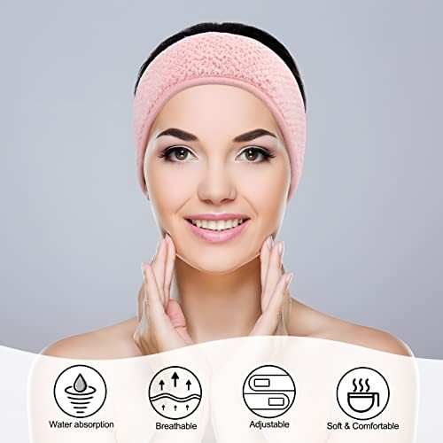 2 Pack Spa Facial Headband Hair Band For Women Magic Tape Closure Head ...