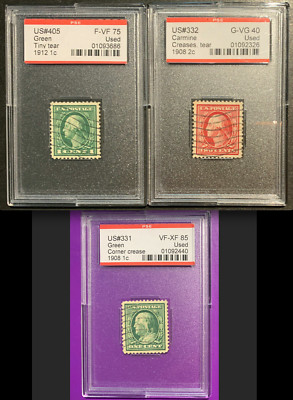 Three (3) PSE-PCGS Slabs 1908-1912 1c, 1c, 2c Ultra-Scarce COLLECTOR'S ...