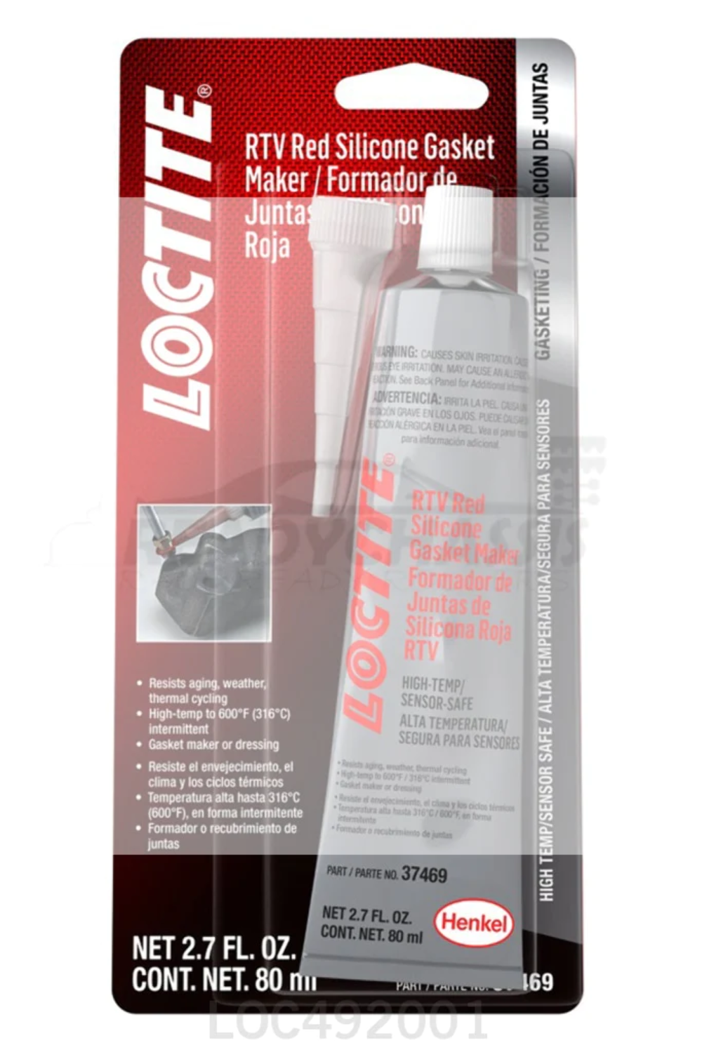 Loctite RTV Red Silicone Sensor Safe 80ml/2.7oz 492001 | eBay