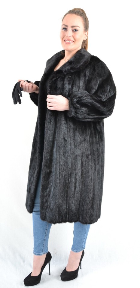 US4824 REAL MINK FUR COAT RANCH MINK FEMALE SKINS SIZE L - NERZMANTEL ...