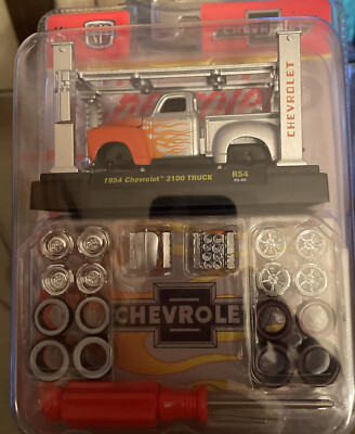 M2 Machines Model Kit R54 1954 Chevrolet 3100 TRUCK SILVER & ORANGE ...