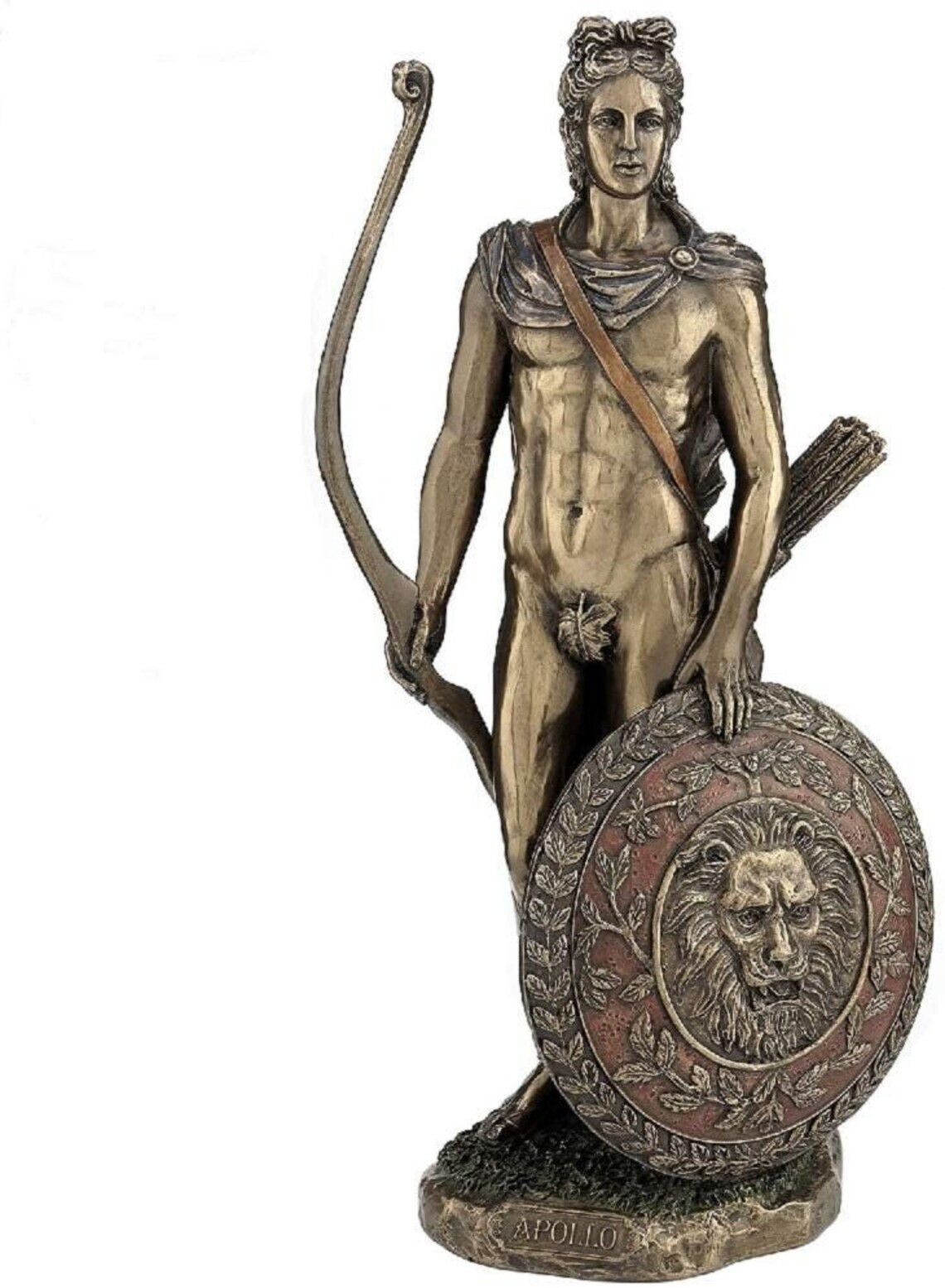Apollo Phoebus God of Art with Bow and Shield Bronze Finish Statue ...