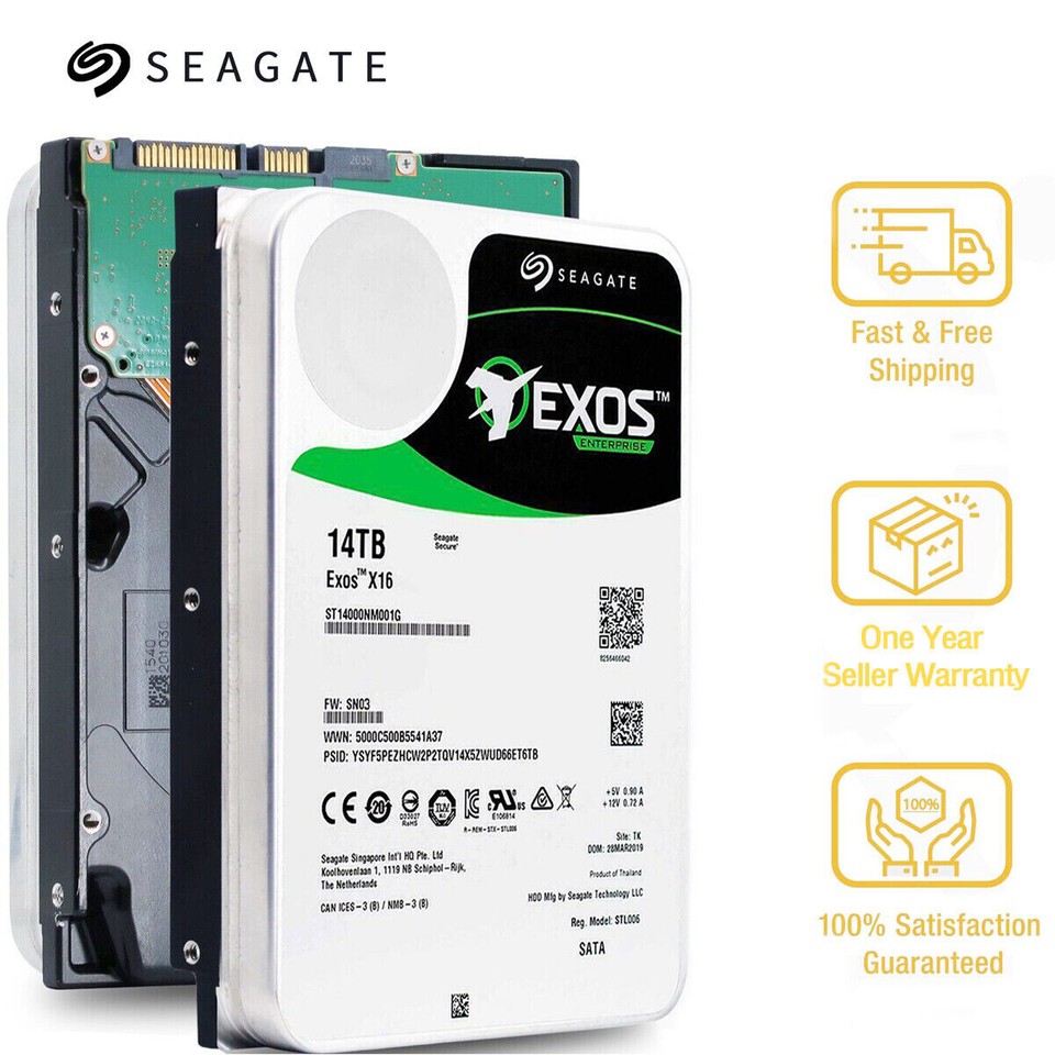 Seagate Exos X16 14tb sata drive 7200 RPM 256MB Enterprise HDD ...