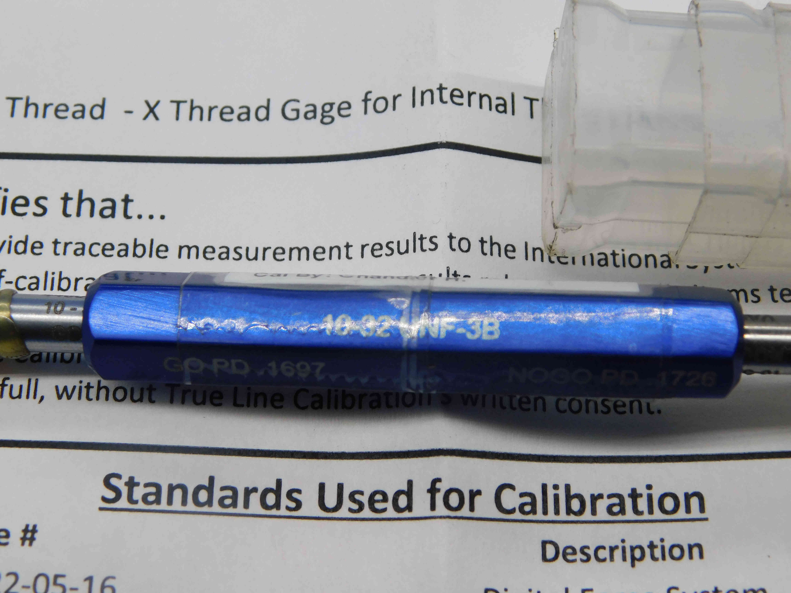 CERTIFIED 10 32 UNF 3B THREAD PLUG GAGE #10 .190 GO NO GO PD'S = .1697 ...