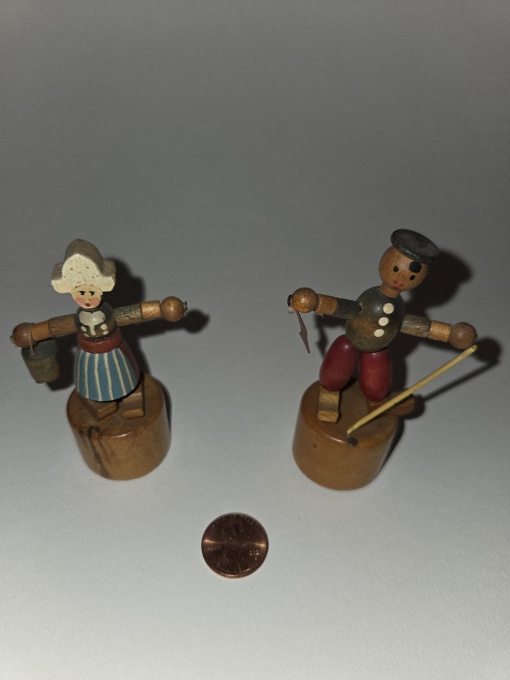 Vintage Italian Wooden Push Puppets Hand Painted | eBay