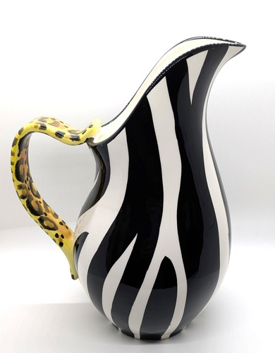 Clay Art South San Francisco handpainted zebra leopard pitcher | eBay