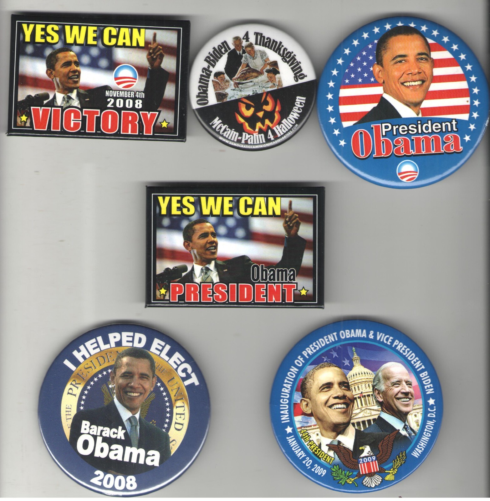 2008 - 2009 pin Barack OBAMA Campaign 6 pinback Biden Campaign ...