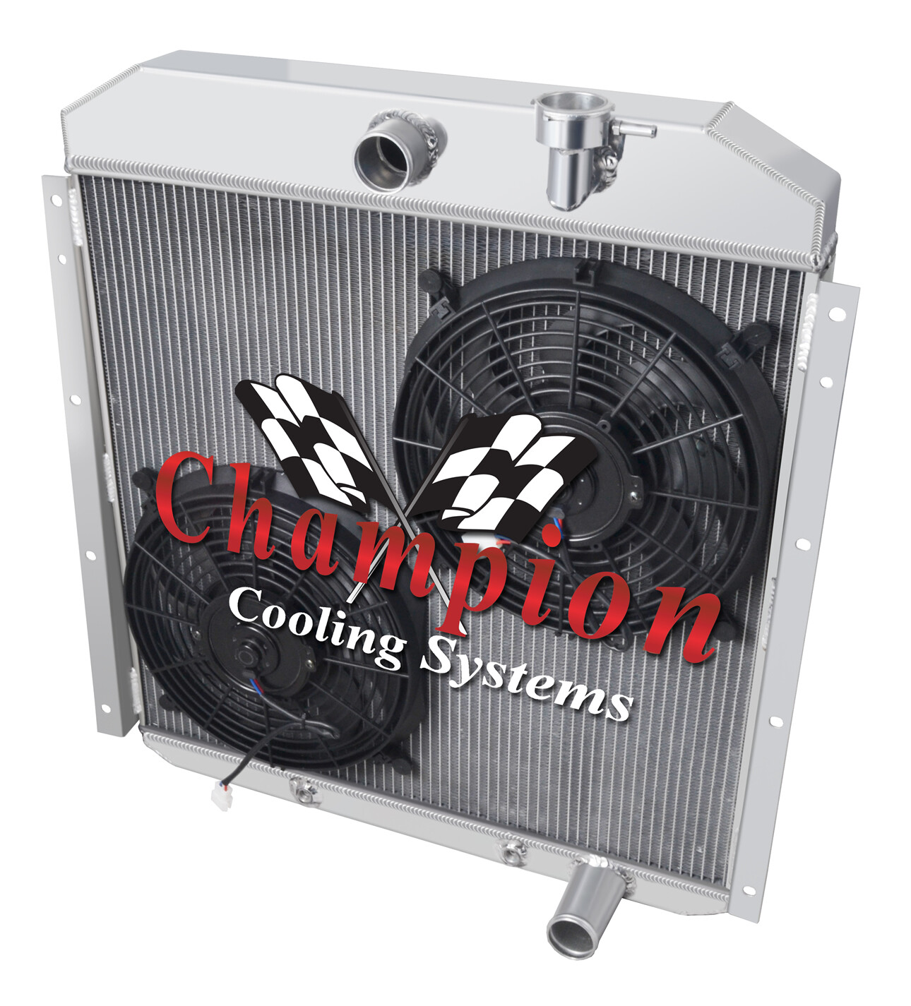 4 Row Alliant Champion Radiator W/ 2 10" Fans for 1955 56 57 58 1959 ...