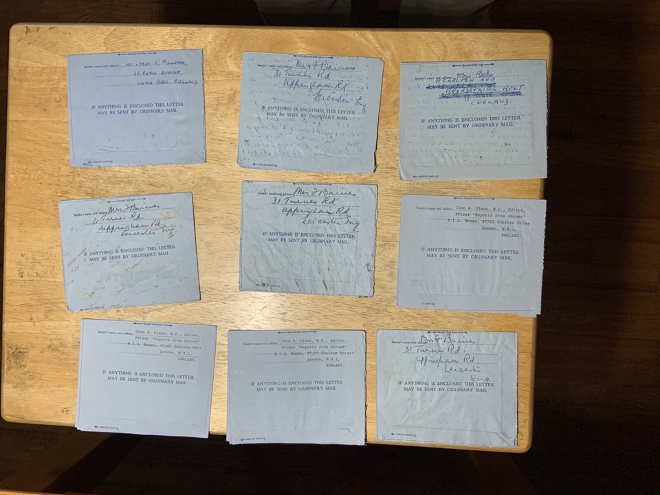 Great Britain lot of 9 1953 1954 aerogrammes air letters to USA QE II ...