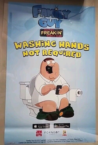 FAMILY GUY MOBILE GAME 11"x17" PETER GRIFFIN Poster SDCC 2018 788/1500 ...