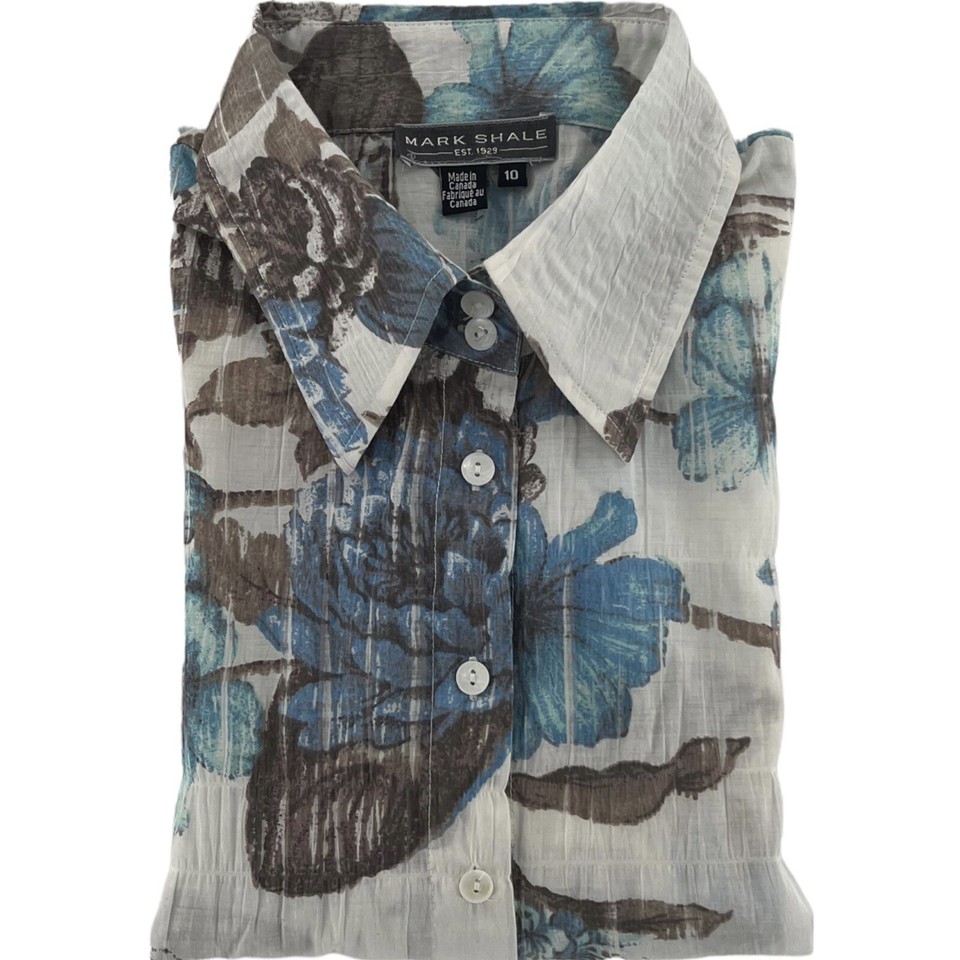 Mark Shale Women's Long Sleeve Floral Print Button Up Cotton Blend ...