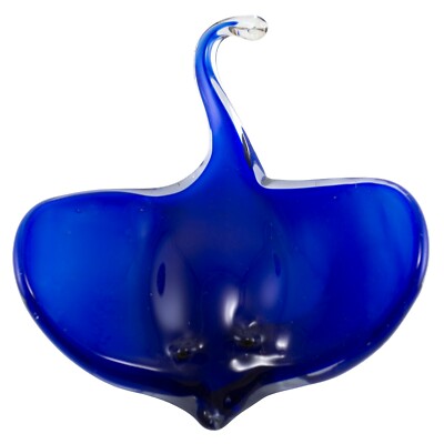 New Hand Blown Blue Art Glass Stingray Sting Manta Ray Figurine 5.5 ...