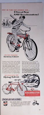 AMF Roadmaster Bicycle Print Ad Ephemer Wall Art Decor Vintage 1954 ...