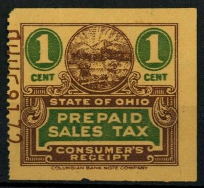 USA 1c State Of Ohio Prepaid Sales Tax Consumers Receipt #E31743 | eBay UK