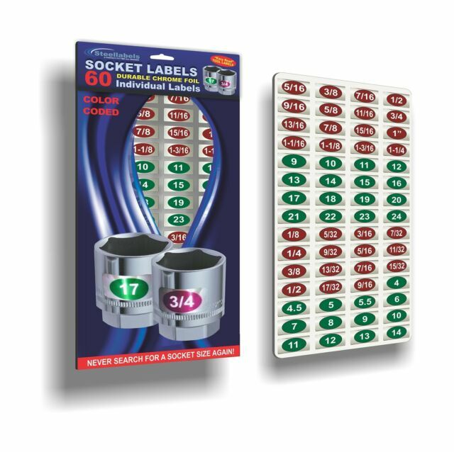 Chrome Socket Labels - Tough Chrome Foil Decals for Sockets and Tool ...